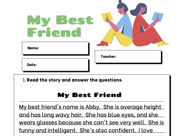 My Best Friend Writing Practice (CEFR A2) | Teaching Resources
