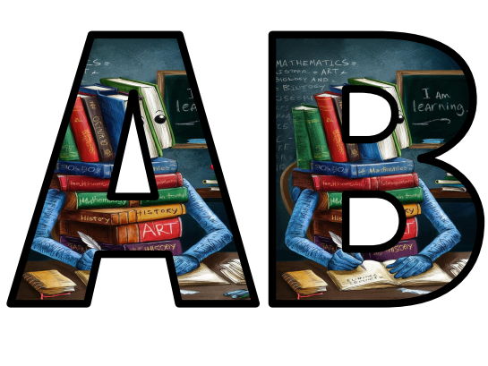 Book Writing Fun Library Books Lettering Set Display Title Letters ...