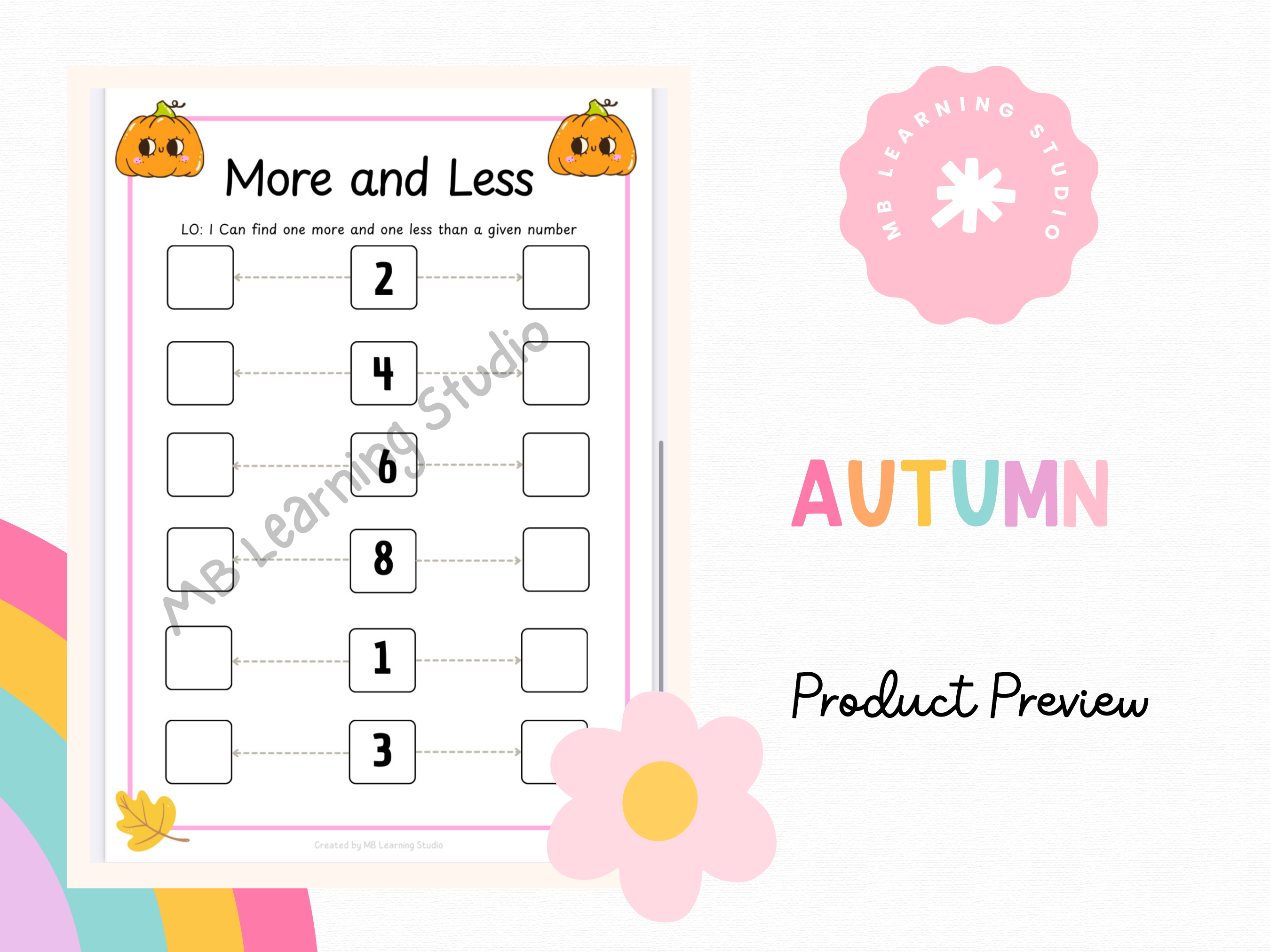 Autumn More and Less Worksheet – Early Number Sense Practice for EYFS ...