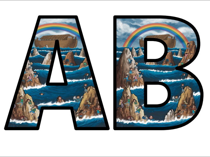 Bible Story Noah ark flood Lettering Set Display Title Letters Numbers ...