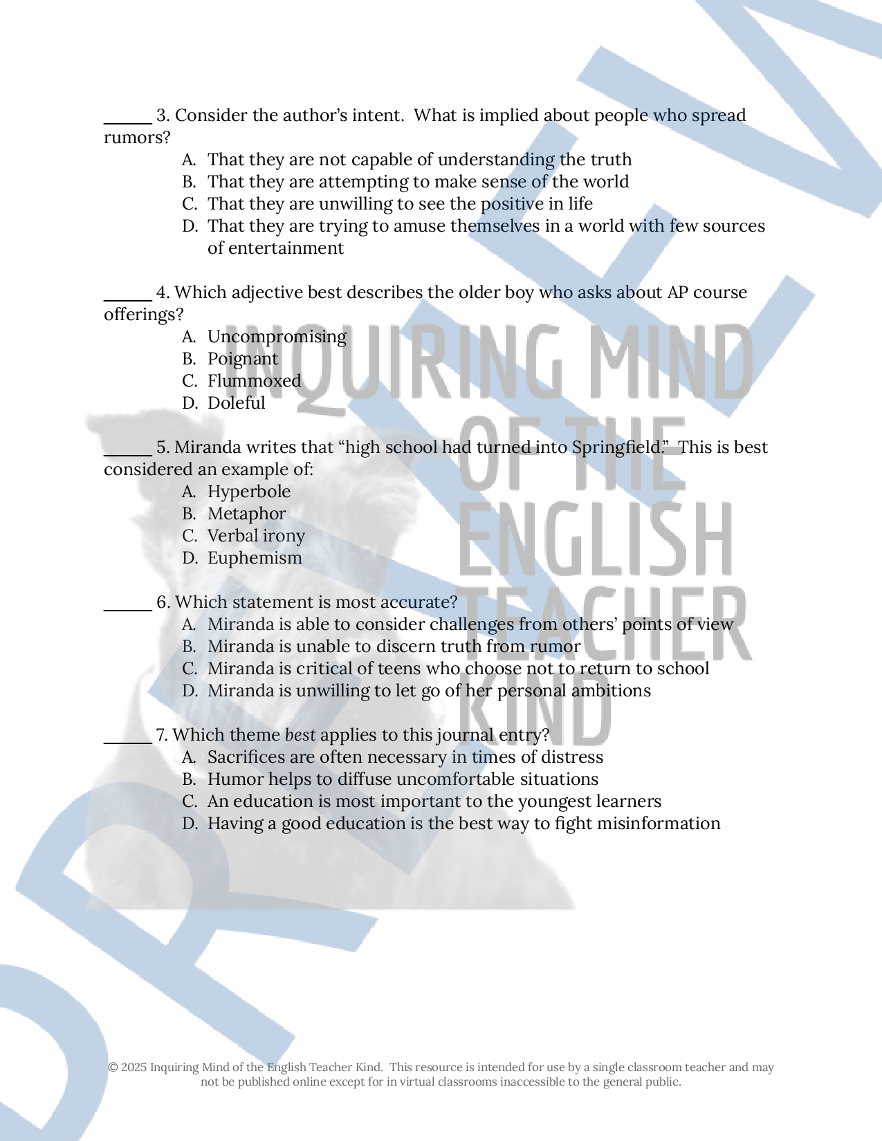 Life As We Knew It Chapter 11 Close Reading Inference Worksheet and ...