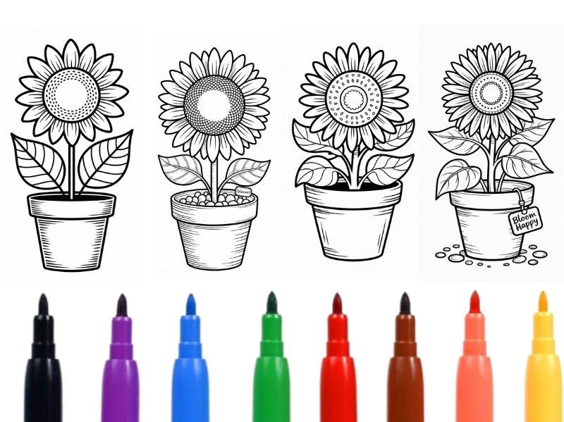 Flower Art & Craft Printable Pack and Cut, Color, and Glue Activity for ...