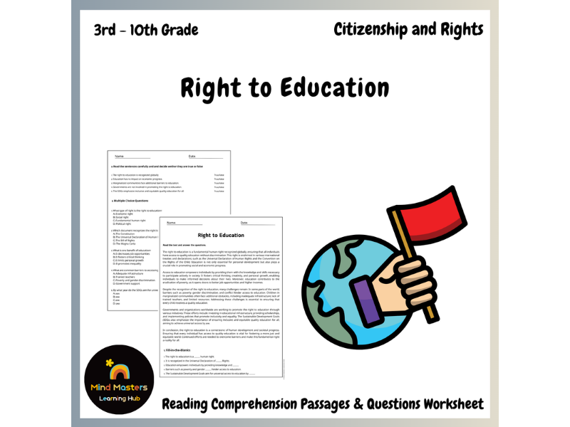Right to Education Reading Comprehension Passages & Questions ...