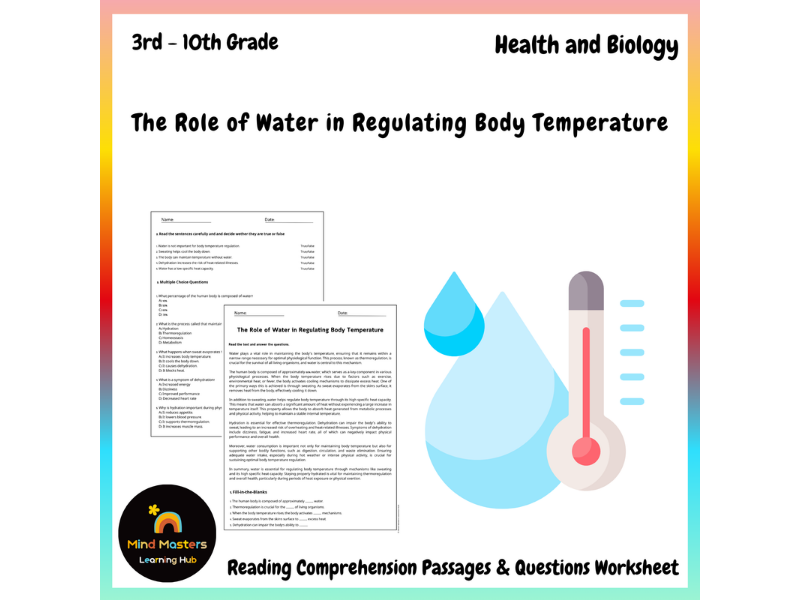 The Role of Water in Regulating Body Temperature Reading Comprehension ...