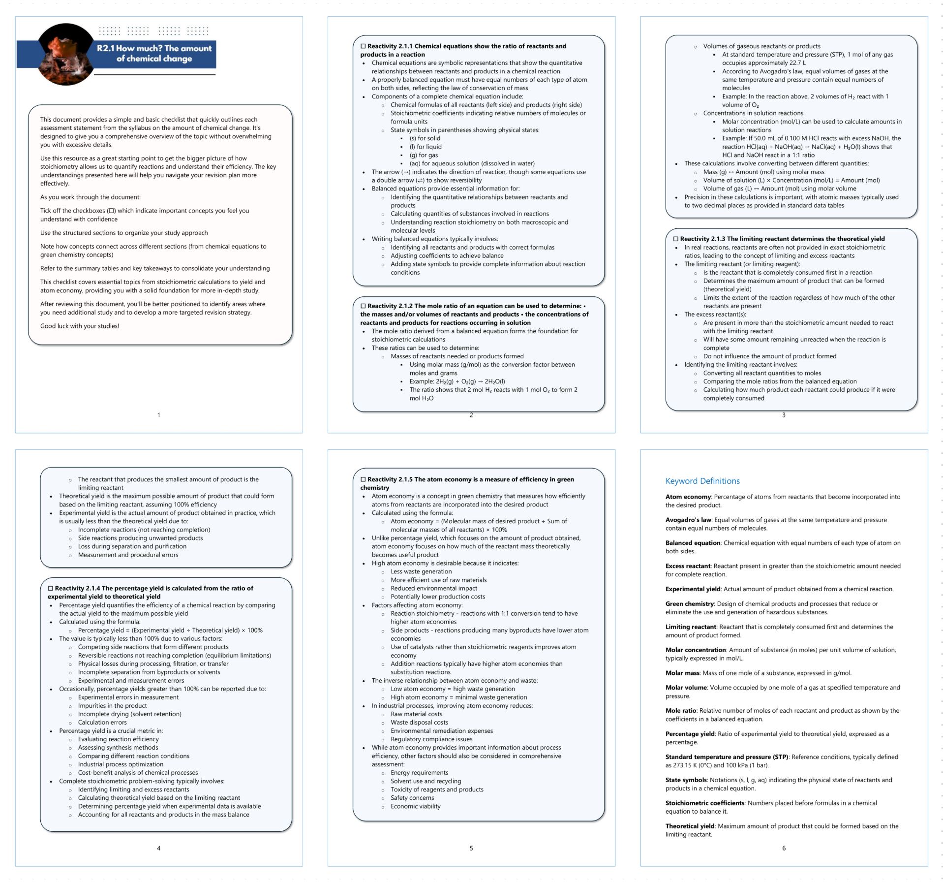 IB DP Chemistry R2.1 How Much Change: Condensed Topic Revision Notes ...