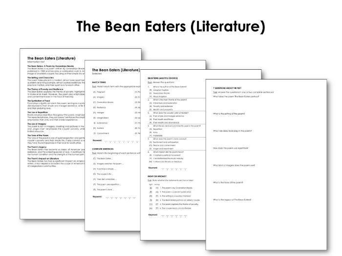 The Bean Eaters (Literature) | Teaching Resources