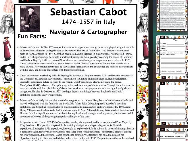Sebastian Cabot PACKET & ACTIVITIES, Important Historical Figures ...