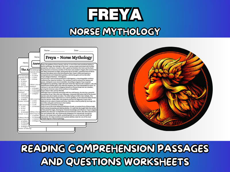 Freya - Norse Mythology Reading Comprehension Passages and Questions ...