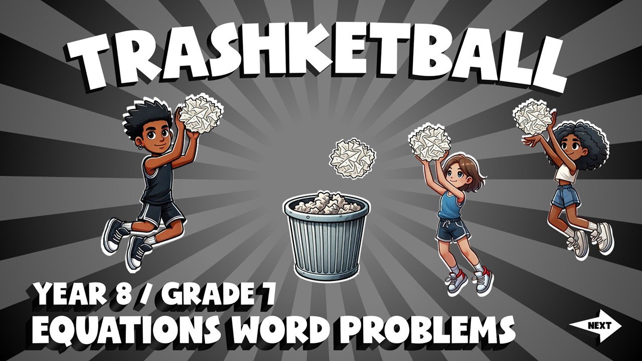 Equations Word Problems TRASHKETBALL Maths Game | No-Prep Year 8 Review ...