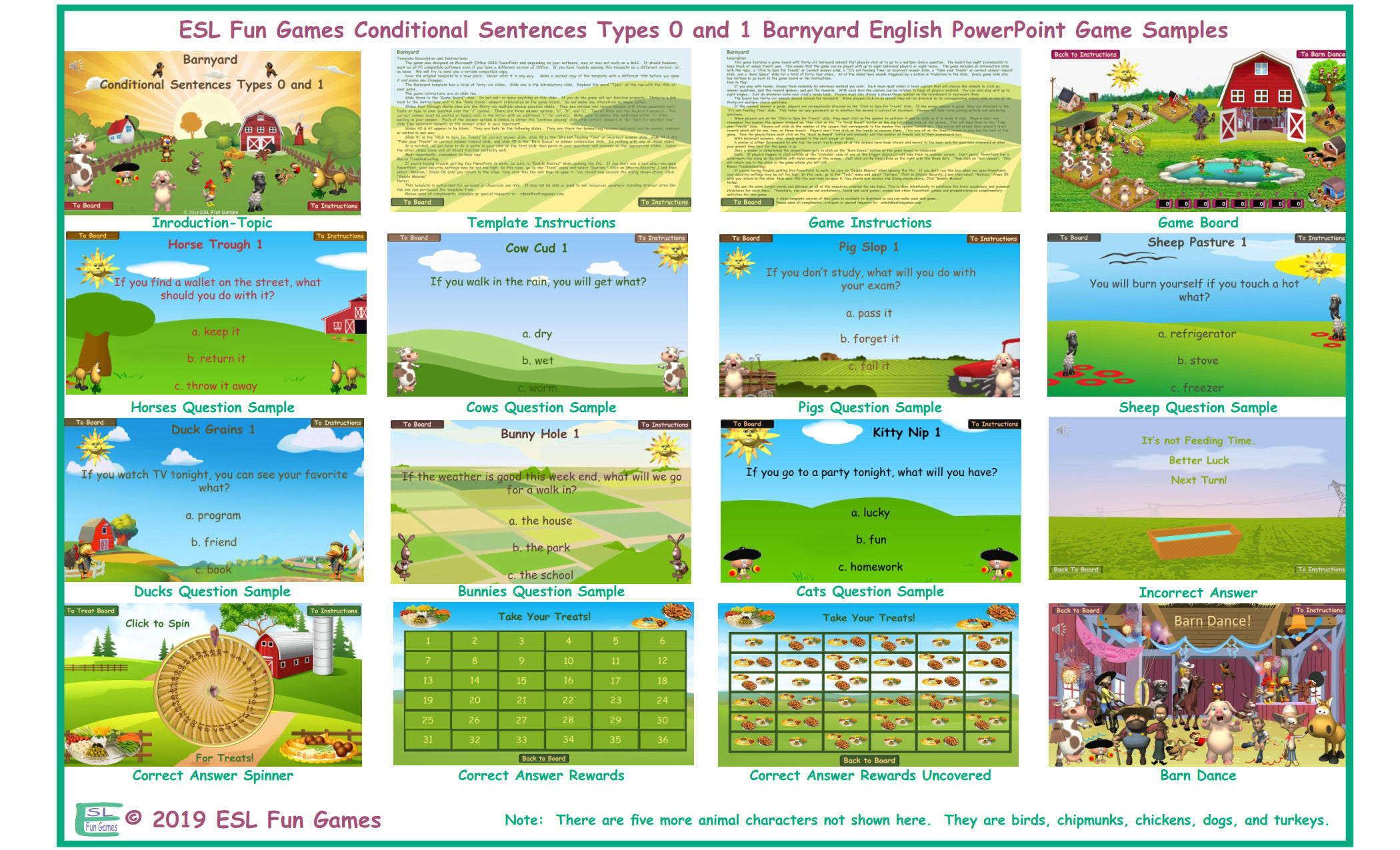 Conditional Sentences Types 0 and 1 Barnyard English PowerPoint Game ...
