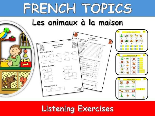 PETS IN FRENCH-LES ANIMAUX A LA MAISON- LISTENING EXERCISES | Teaching ...