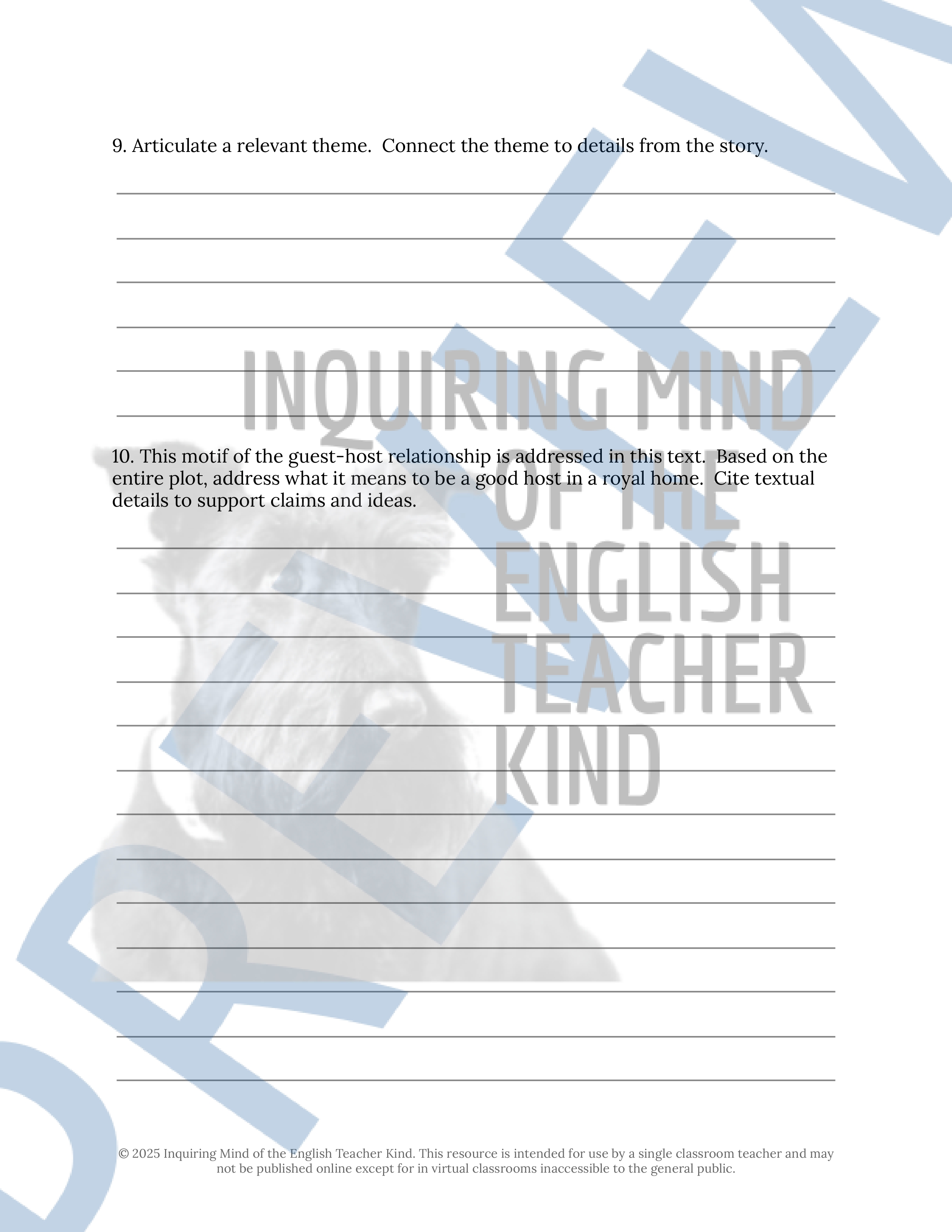"The Donkey" Close Reading Analysis Worksheet | Grimm's Fairy Tale ...