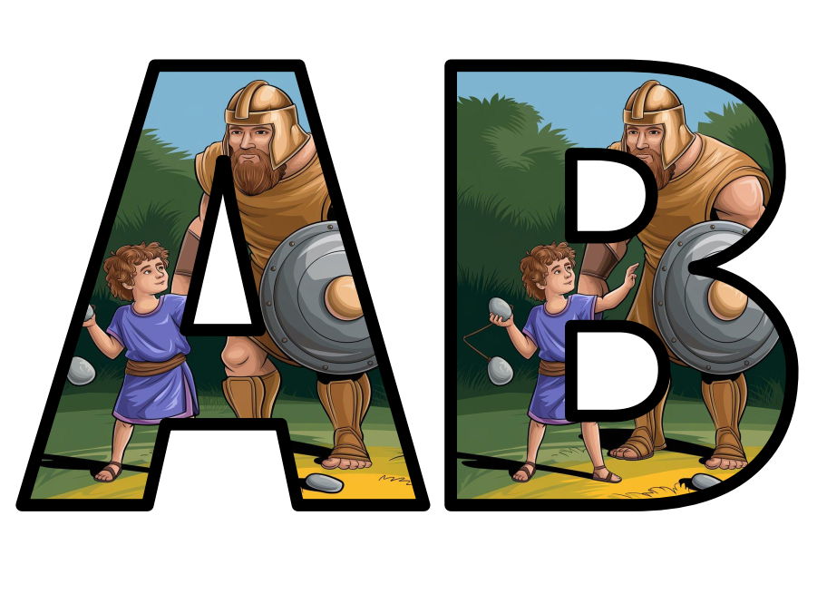 Bible Story David Goliath Stones Lettering Set Display Title Letters ...