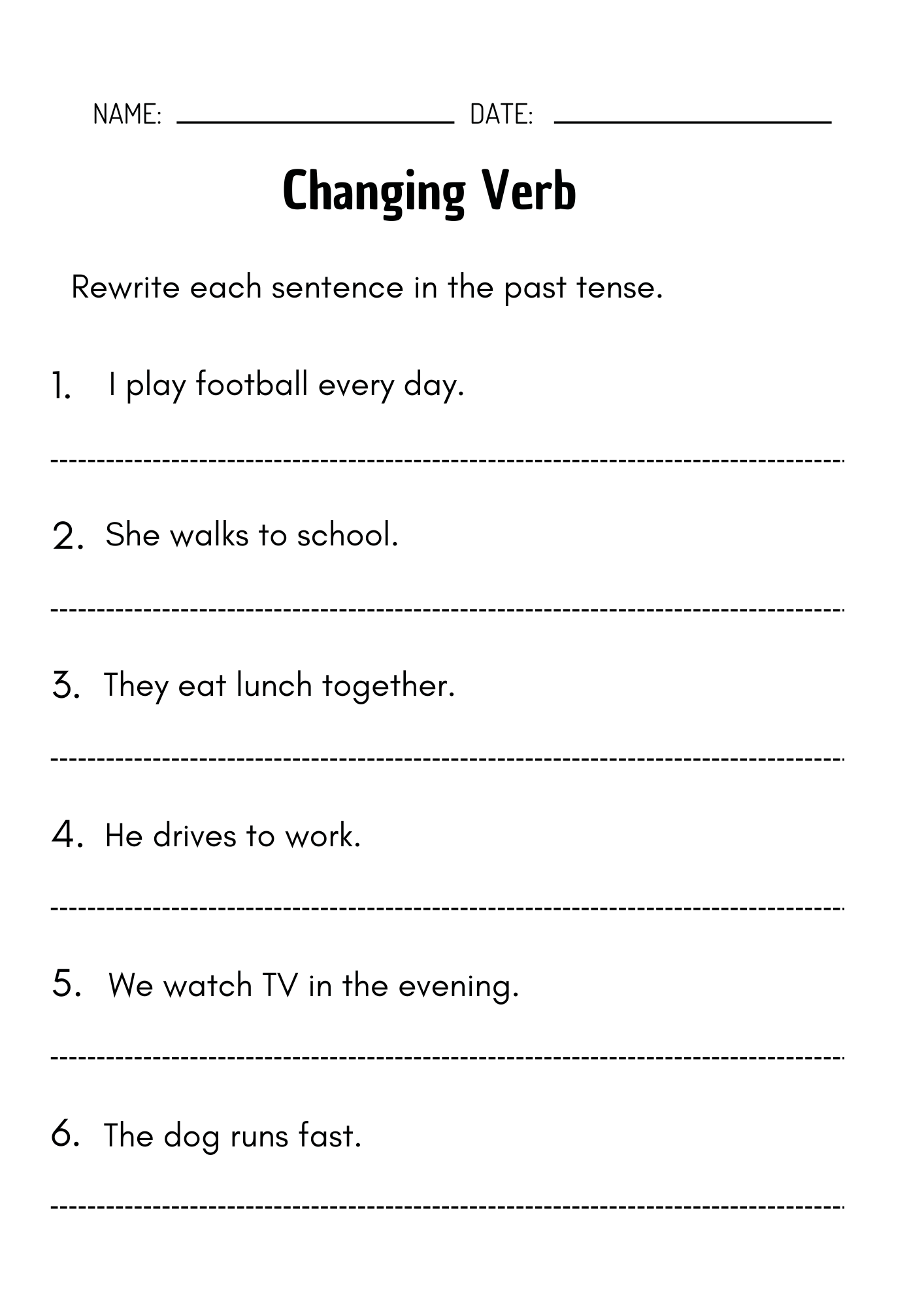 Changing Verb Tenses Worksheet | Teaching Resources