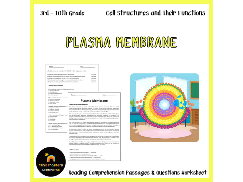 Cell Structures and Their Functions Reading Comprehension Passages ...