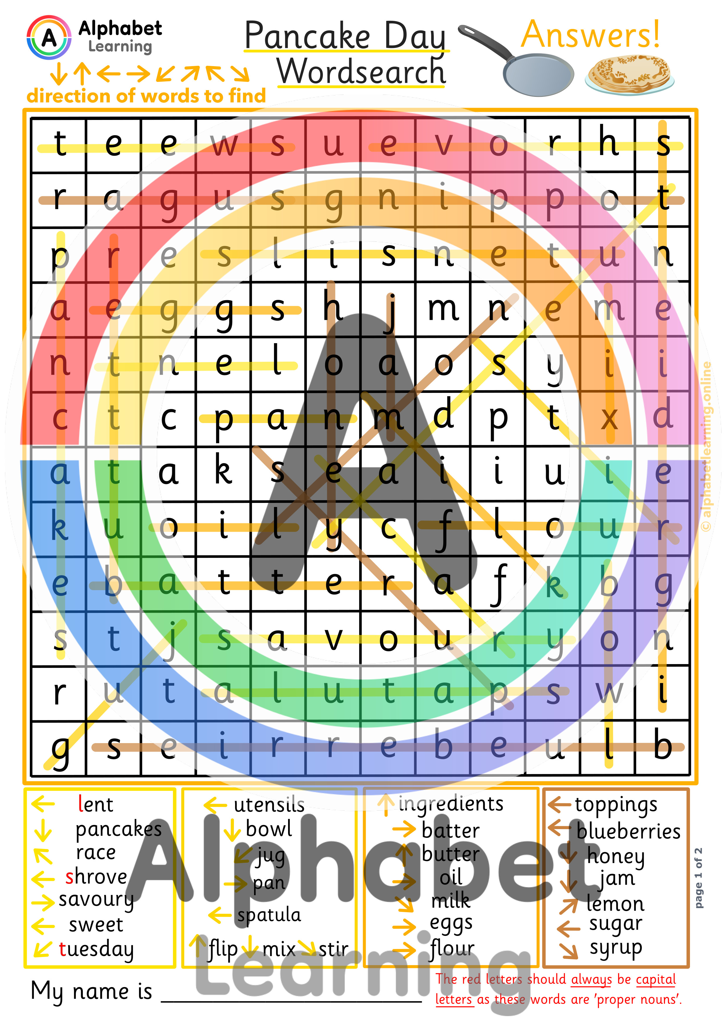 Wordsearch - Pancake Day Shrove Tuesday, x28 words to find | Teaching ...