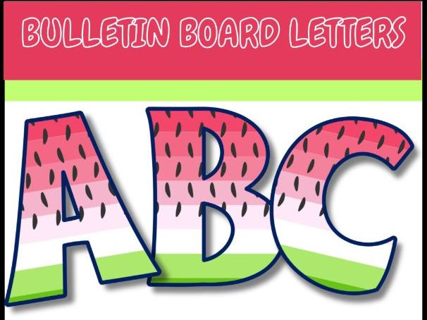 Watermelon Bulletin Board Letters A–Z & 0–9 | Fun Summer Alphabet ...
