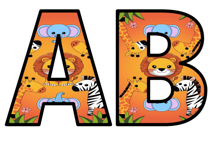 Animal Zoo Safari Lettering Set Display Title Letters Numbers Signs ...