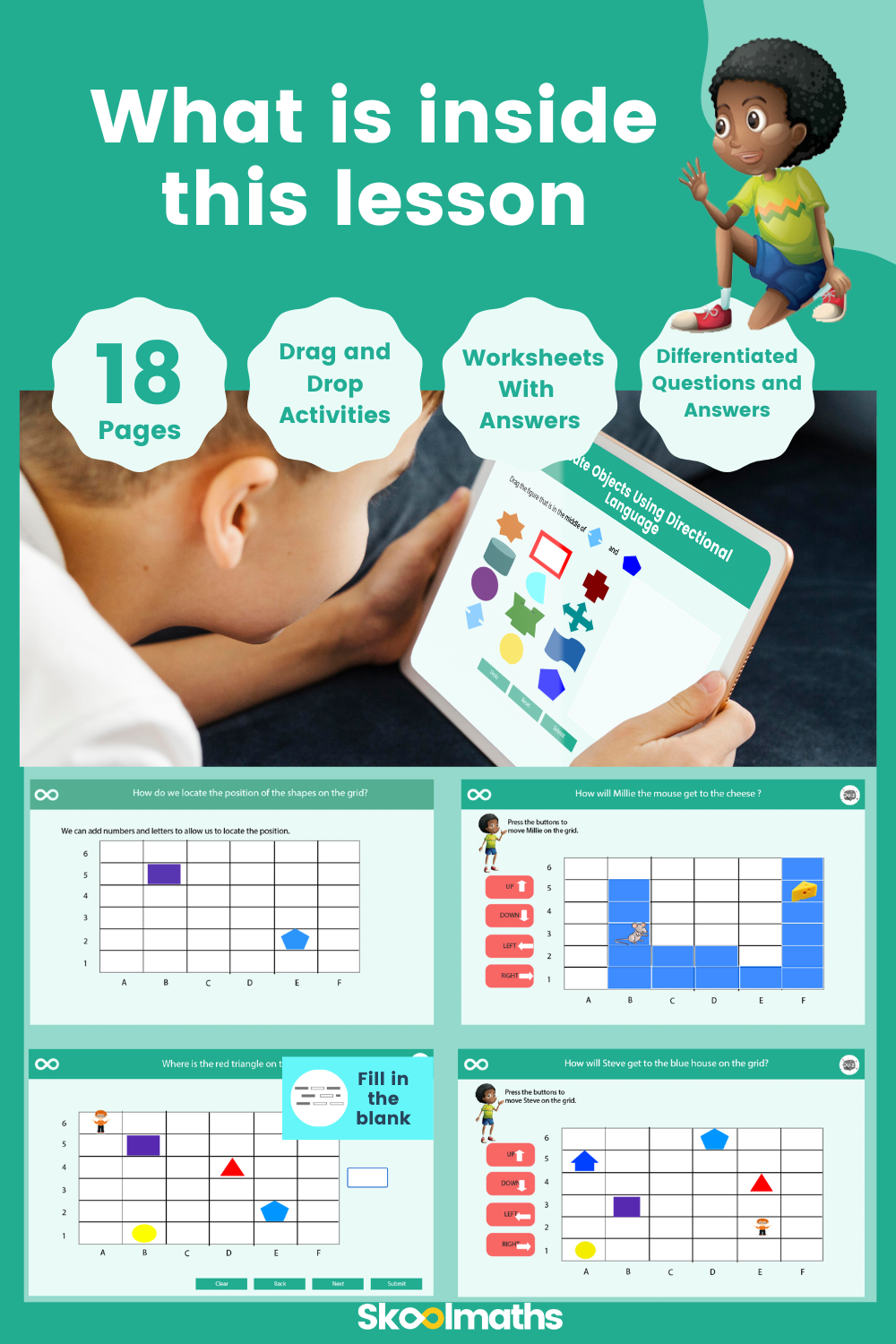 Locating Position of Objects on a Grid - Interactive Year 1 Maths ...