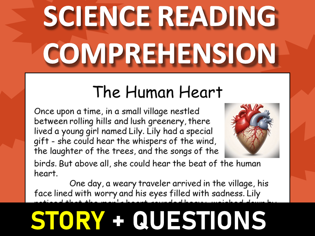 The Human Heart Reading Science Story Comprehension Questions Worksheet ...