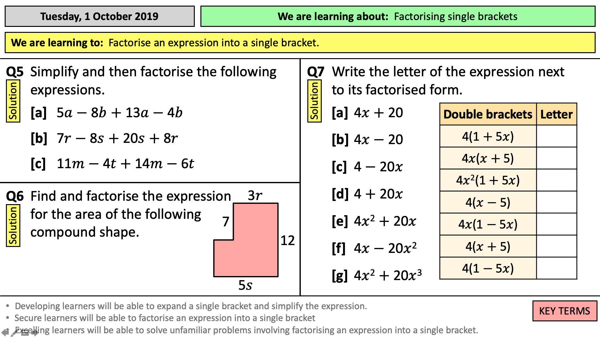 Expanding And Factorising COLLECTION Bundle Teaching Resources Expanding And Factorising COLLECTION Bundle Teaching Resources