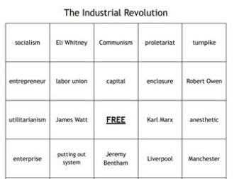 "The Industrial Revolution" Bingo for a World History Course | Teaching ...