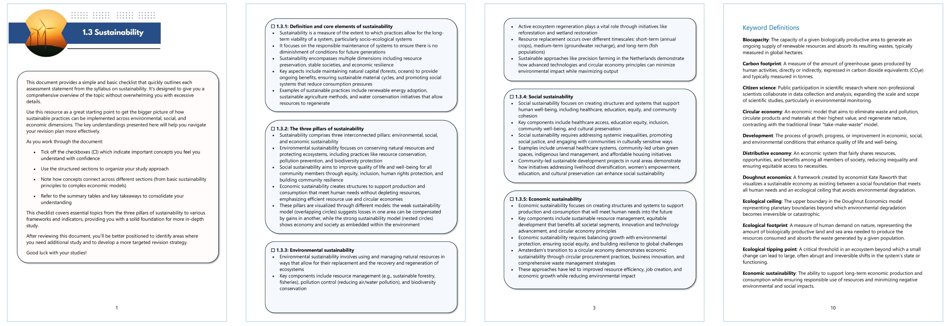 IB DP ESS 1.3: Sustainability Condensed Revision Outline 2026 ...