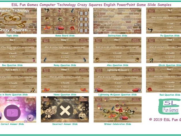 Computer Technology Crazy Squares Interactive English PowerPoint Game ...