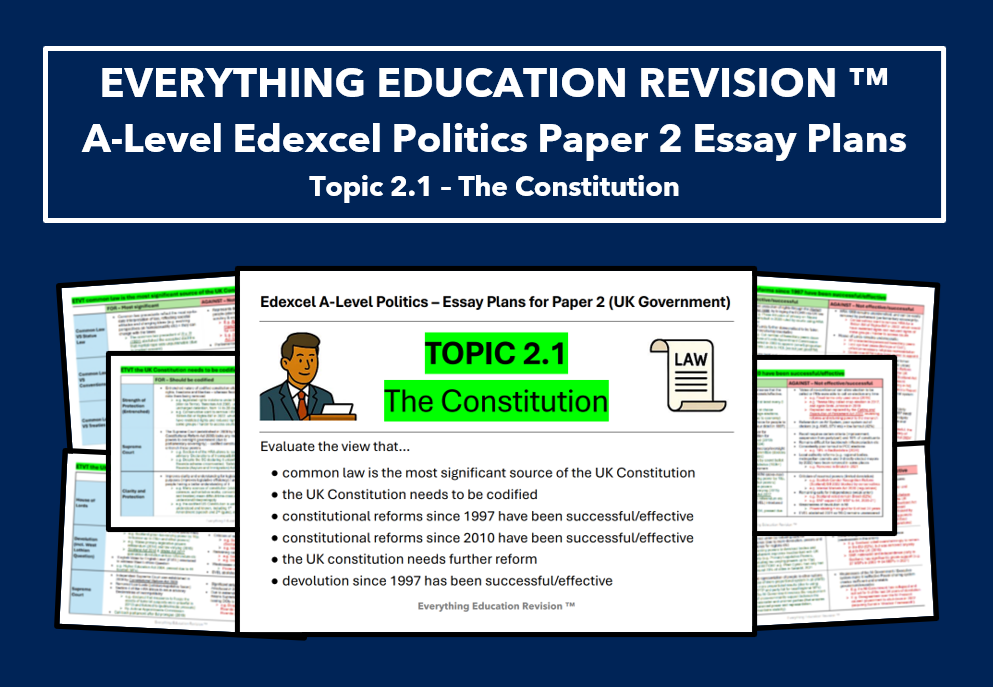 A-Level Edexcel Politics Essay Plans for Paper 2 – UK Government ...
