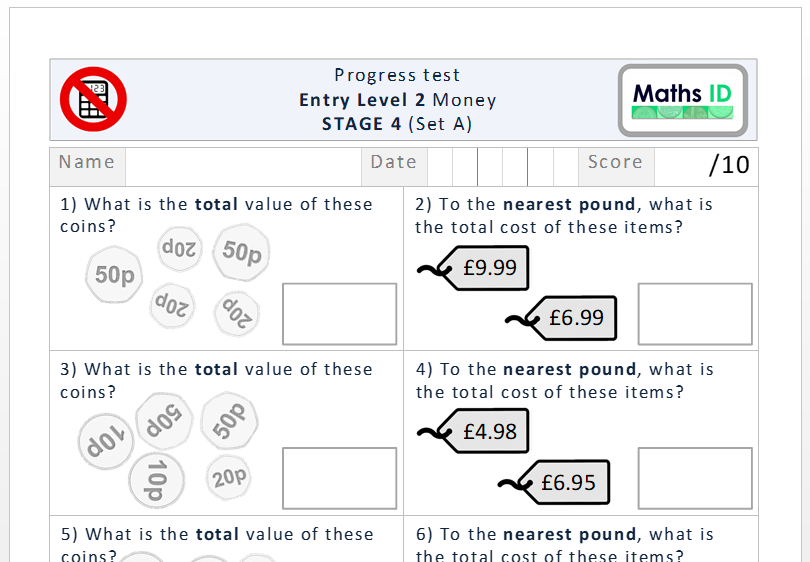 EL2 Money progress tests - Maths ID | Teaching Resources