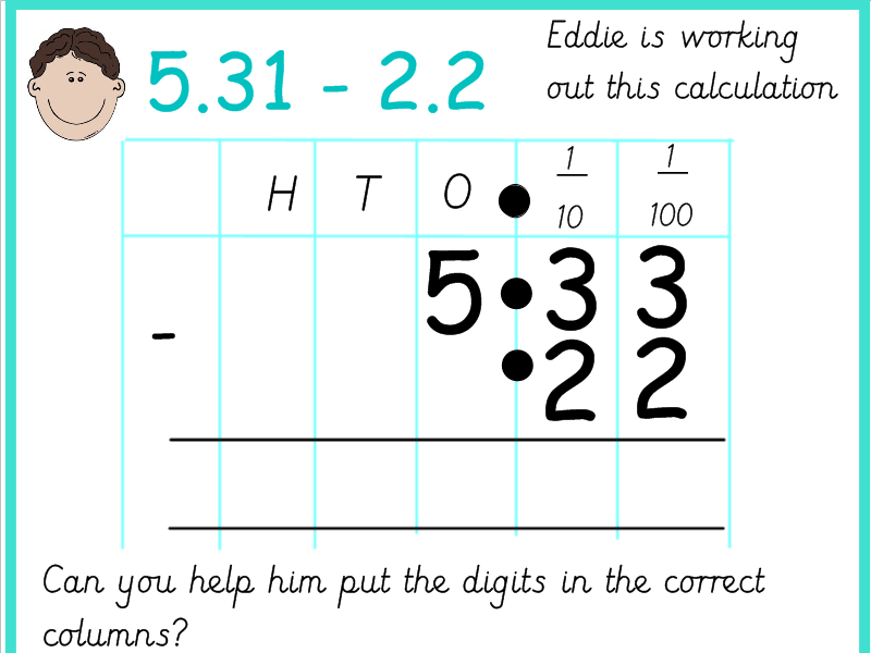 Column Subtraction Decimal Numbers Different Number Of Decimal Places 