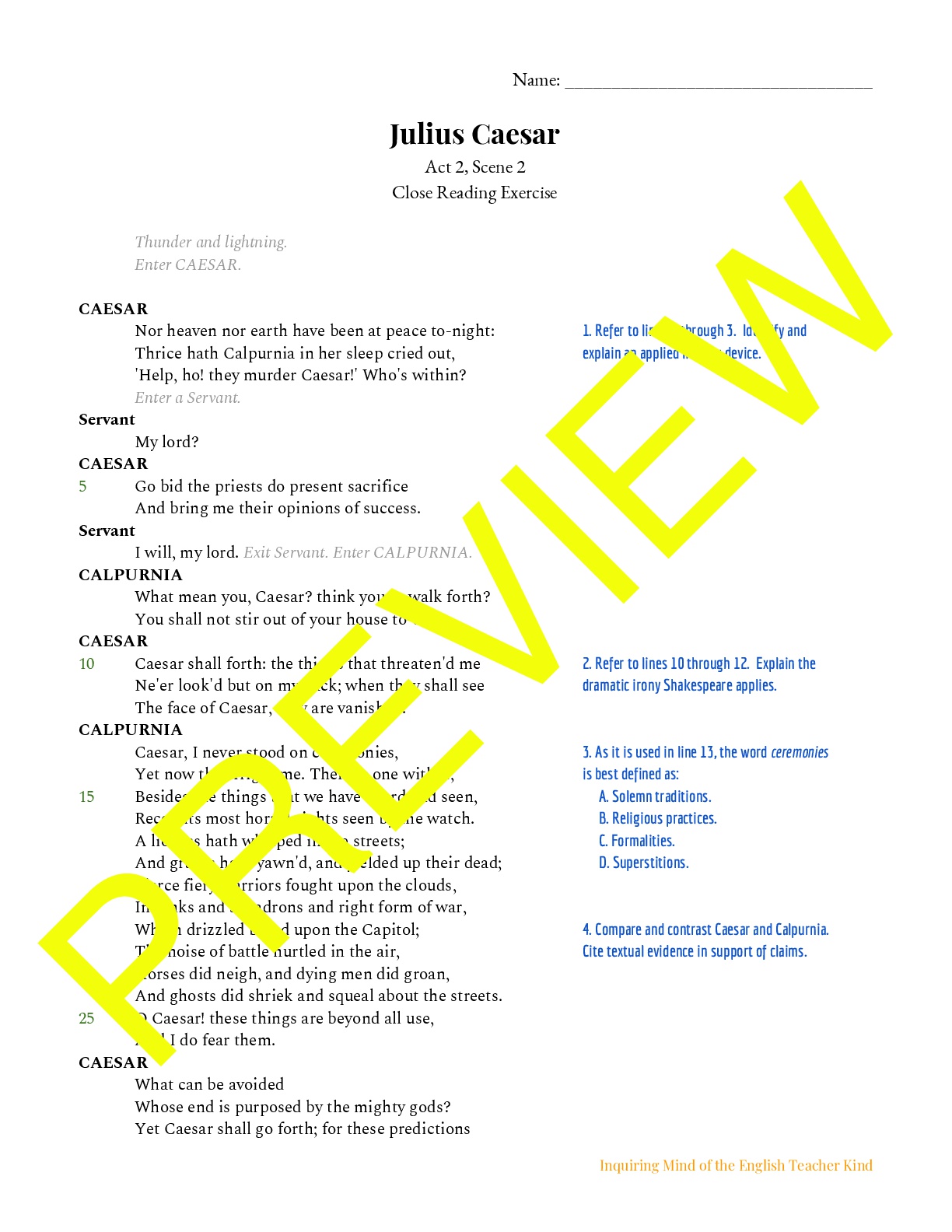 Julius Caesar Act 1 Scene 2 Shakespeare Learning Zone