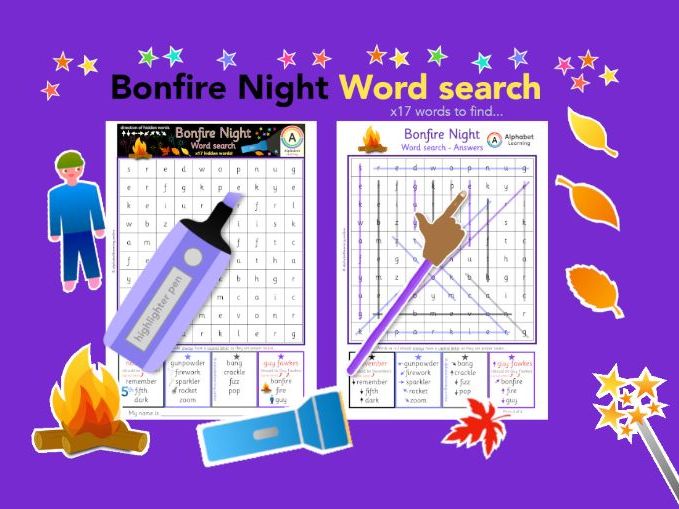 Wordsearch - Bonfire Night, x17 words to find | Teaching Resources