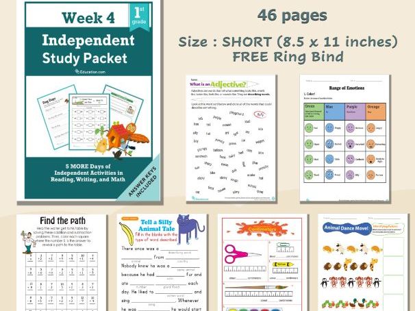1st Grade Independent Study Packet Summer - Week 4 | Teaching Resources