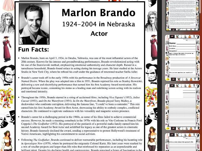 Marlon Brando PACKET & ACTIVITIES, Important Historical Figures Series ...