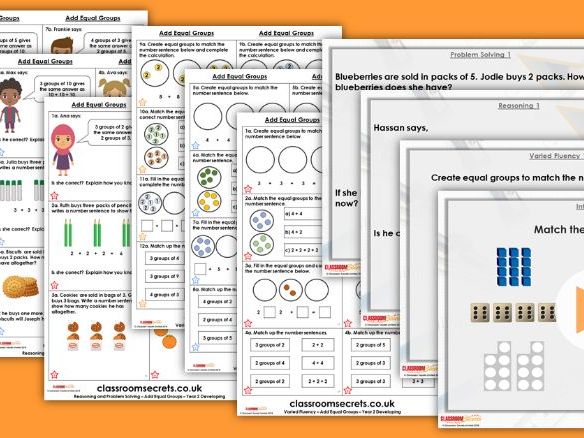 Year 2 Add Equal Groups Autumn Block 4 Step 3 Maths Lesson Pack By