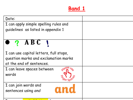 Year 1 Expected Writing Grid Teaching Resources