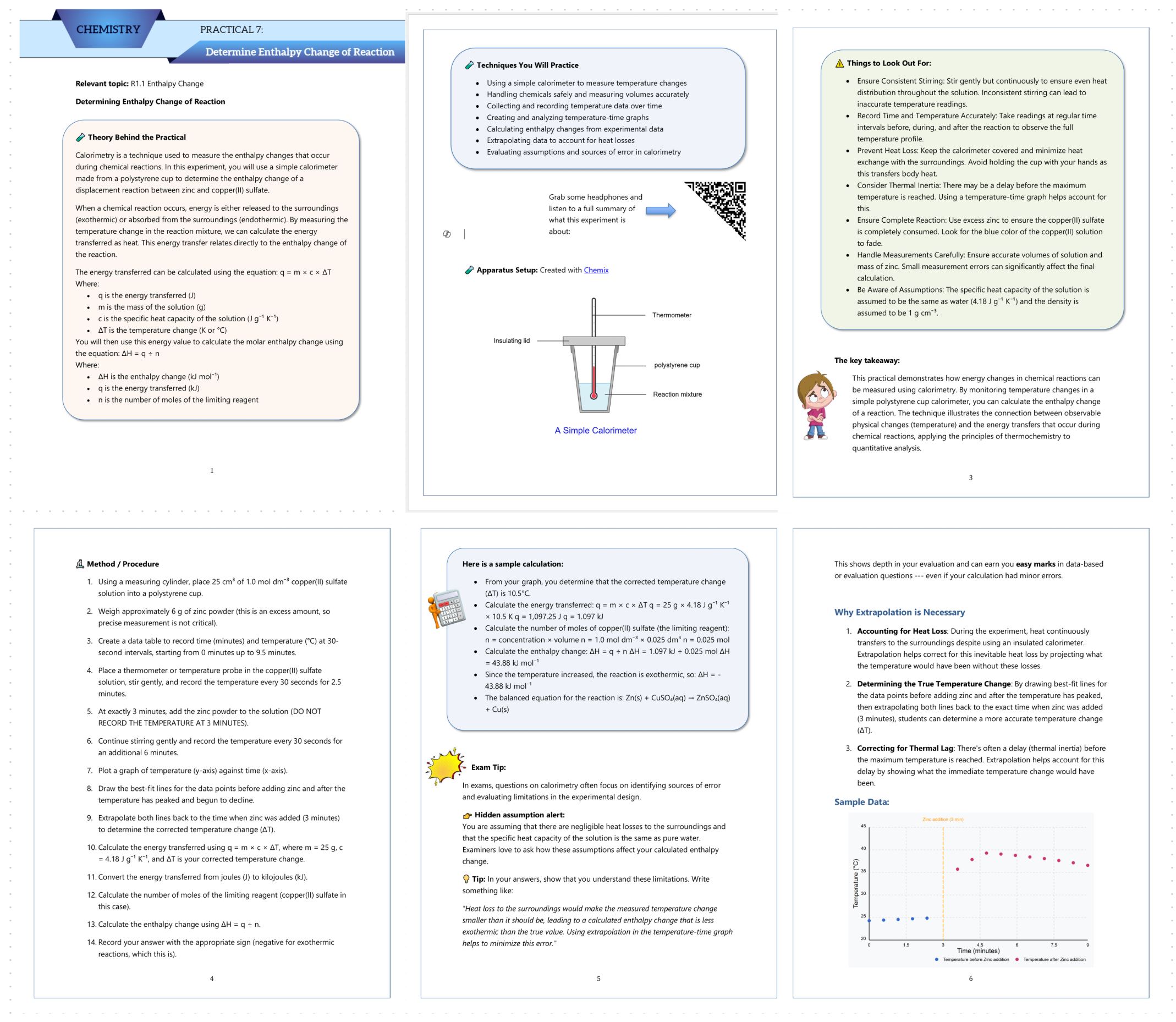 IB DP Chemistry Calorimetry Measuring Enthalpy Change Pre-Lab Notes ...