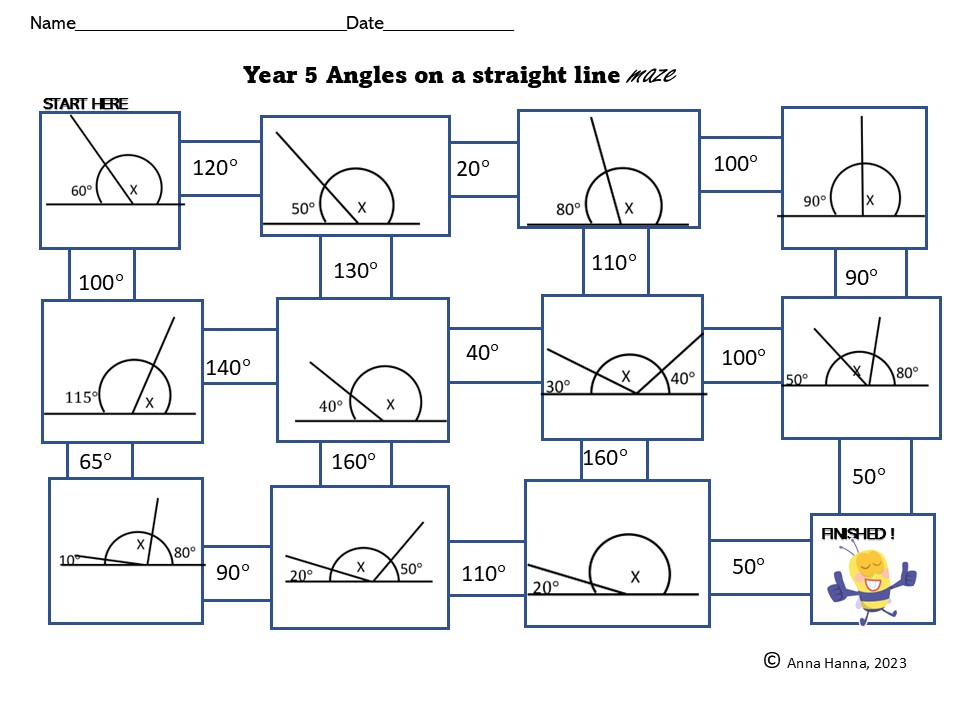 Angles on a straight line 3 worksheets | Teaching Resources