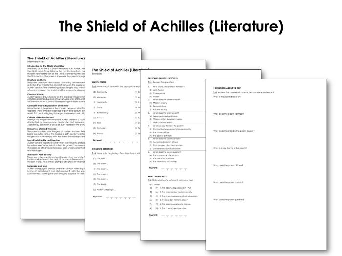 The Shield of Achilles (Literature) | Teaching Resources
