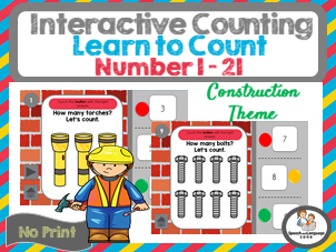 Counting to 21 - Learn numbers - Interactive No Print - Construction ...