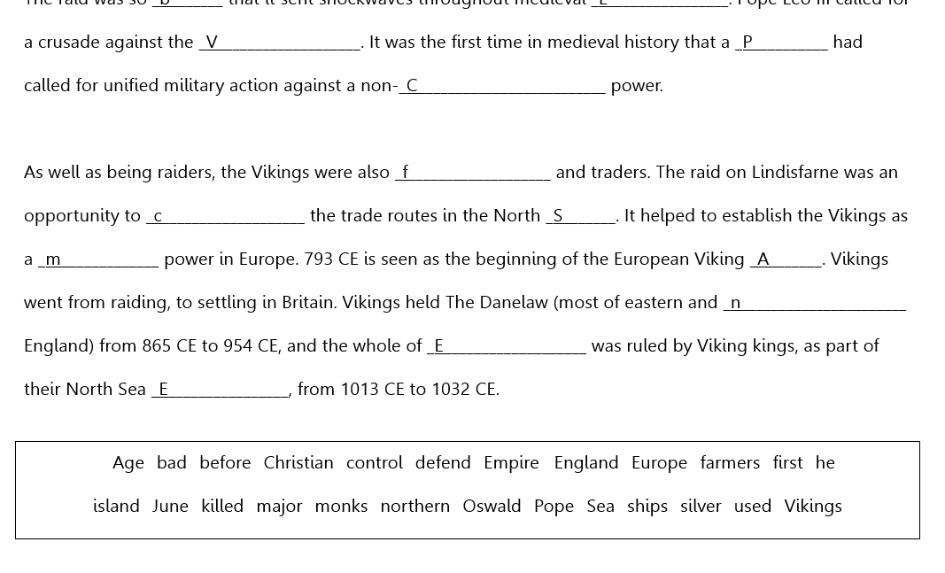 Lindisfarne Raid: Ppt and differentiated x4 cloze | Teaching Resources
