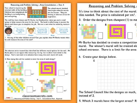 Area Maths Consolidation Year 4 Spring Block 2 Reasoning And Problem Solving Teaching Resources