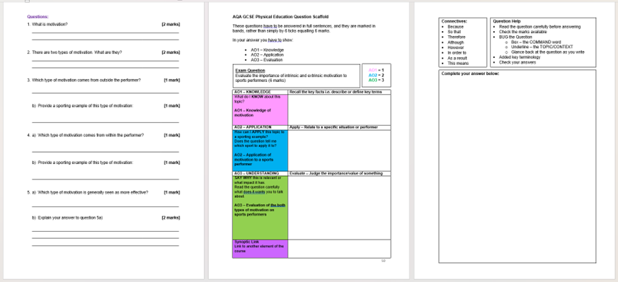 GCSE PE AQA Sports Psychology Workbook, Answer Booklet and PowerPoints ...