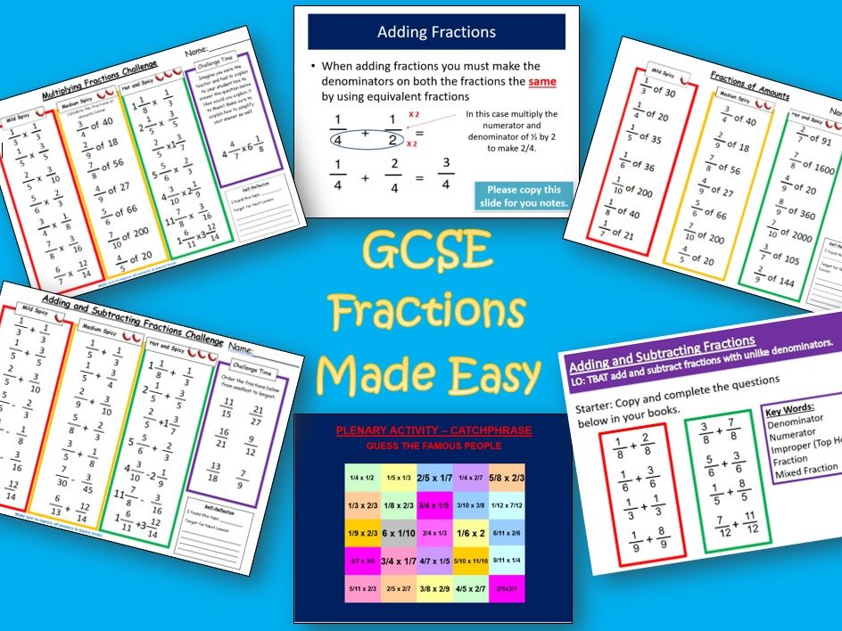 GCSE Fractions Differentiated Resources Teaching Resources GCSE Fractions Differentiated Resources Teaching Resources