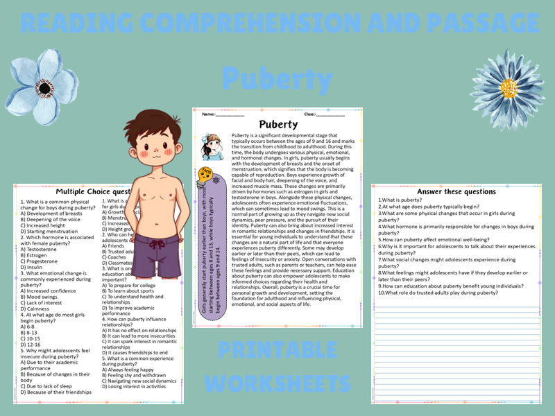Understanding Puberty Worksheet Puberty Worksheet For Grade 5