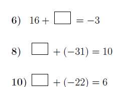 Addition of integers: Finding missing numbers worksheets (with ...