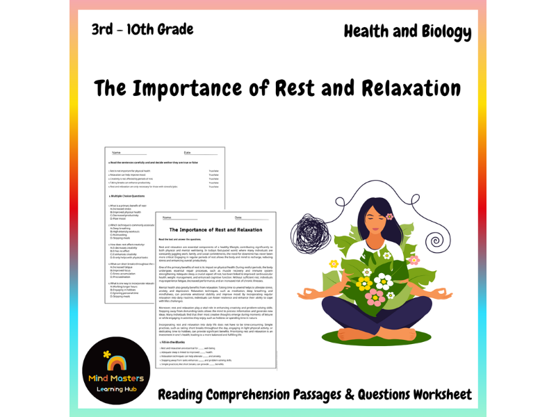 The Importance of Rest and Relaxation Reading Comprehension Passages ...