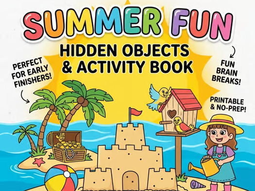 Summer Hidden Objects Activity Book | End of Year Summer Coloring Pages ...