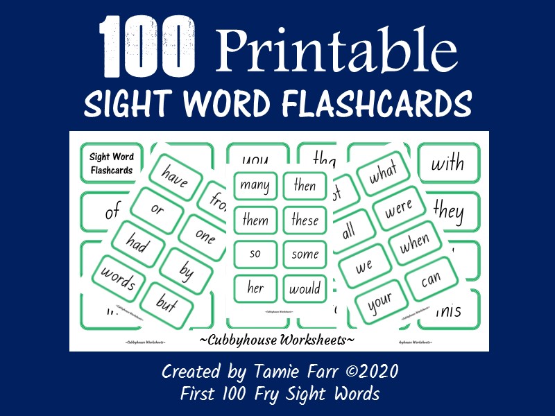 100 Printable Sight Word Flashcards Teaching Resources